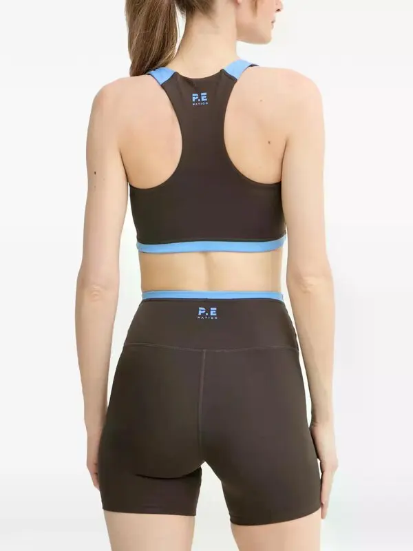 P.E Nation Highgate Colour-block Racerback Sports Bra - Brown