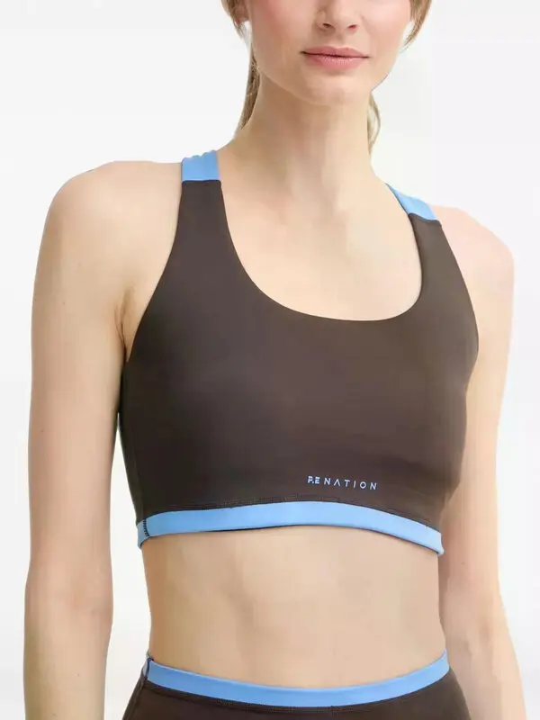 P.E Nation Highgate Colour-block Racerback Sports Bra - Brown