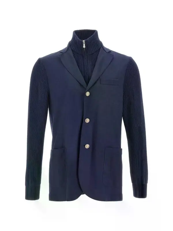 Eleventy Single-breasted Wool Jacket - Blue