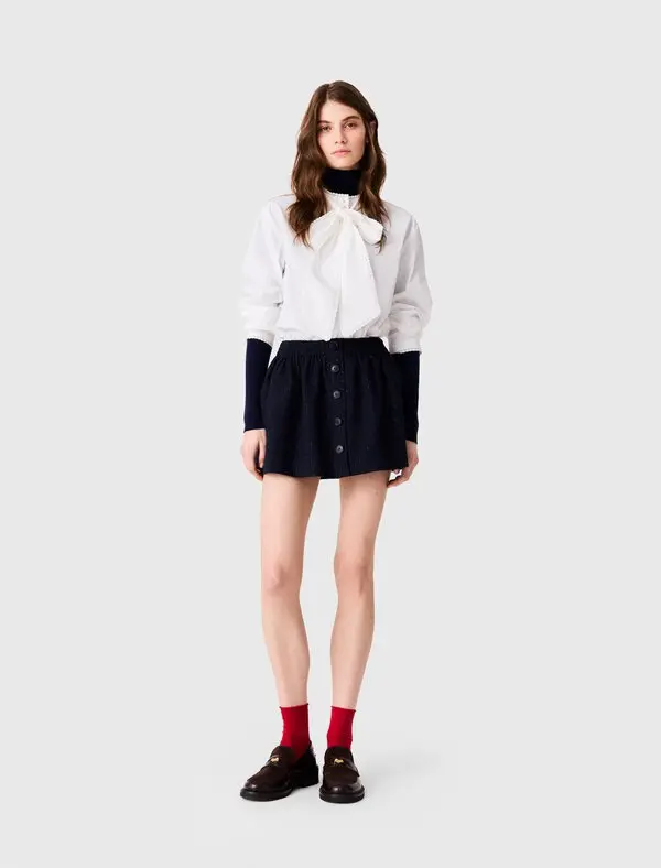 Maje Short Tailored Rhinestone Skirt - Navy