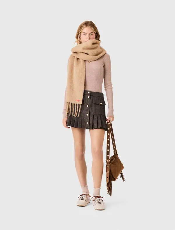 Maje Short Checked Skirt - Brown