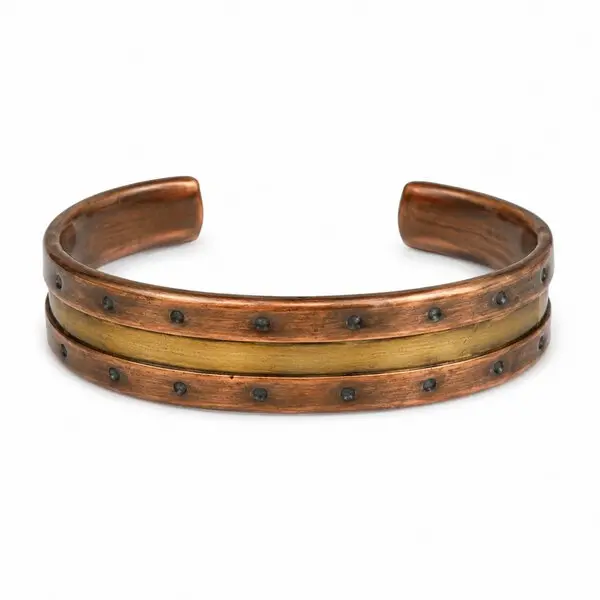 ANATOLIACRAFT Riveted Copper And Brass Cuff Bracelet