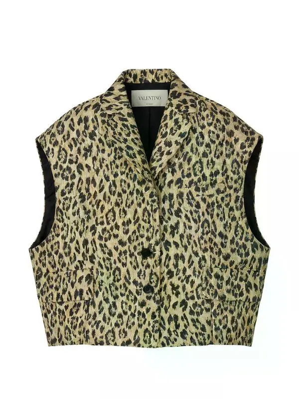 Valentino Garavani Leopard-print Jacquard Waistcoats - Neutrals