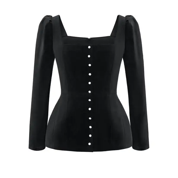 POST MERIDIEM Velvet Long Sleeve Top