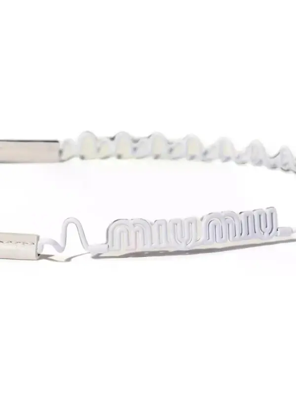 Miu Miu Metal And Leather Headband - White