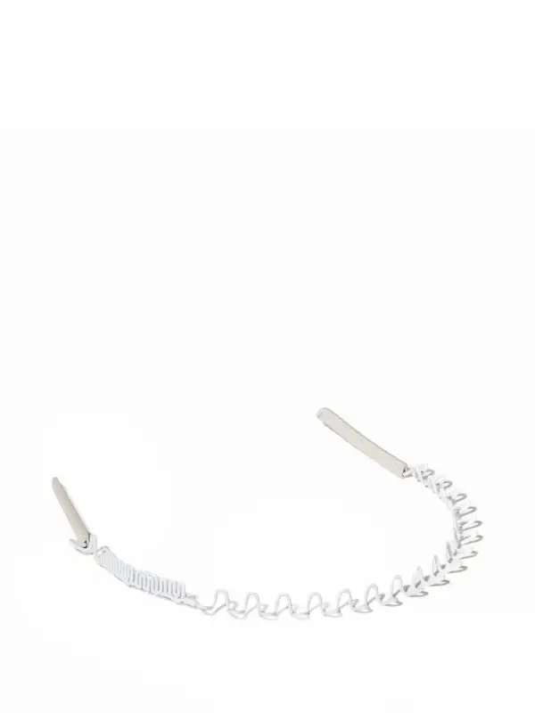 Miu Miu Metal And Leather Headband With Logo - White