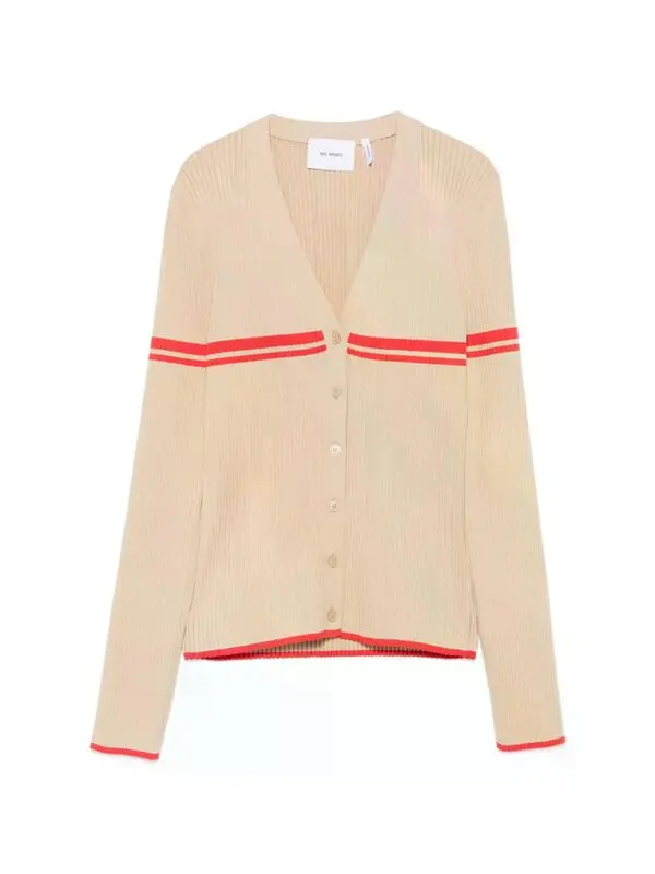 Axel Arigato Fleur Ribbed Knit Striped Cardigan - Neutrals