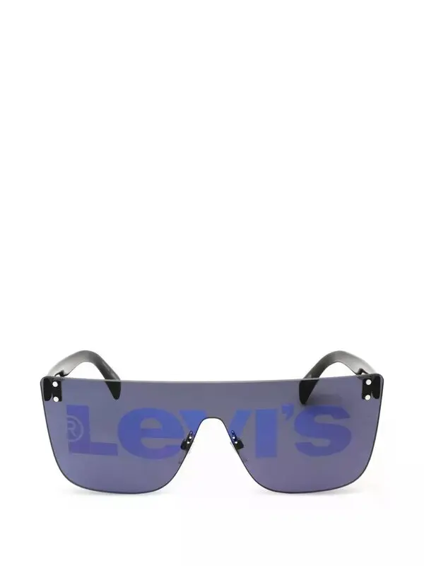LEVI'S Shield Frame Sunglasses With Logo Print - Black