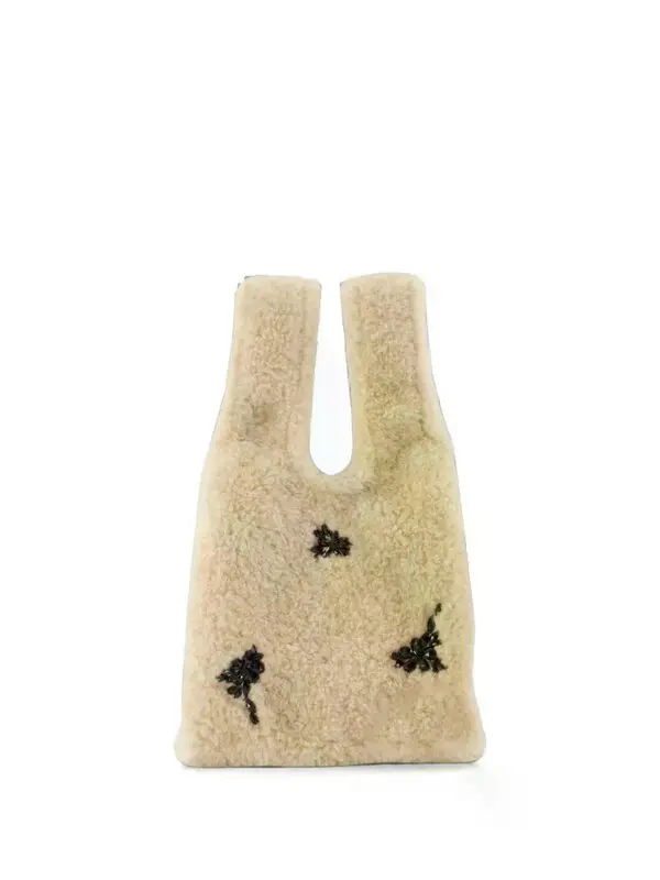 Simone Rocha Embellished Faux-shearling Tote Bag - Neutrals