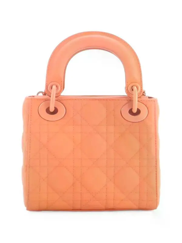 Dior Lady Chain Bag Cannage Quilt Calfskin Mini Shoulder Bag - Orange
