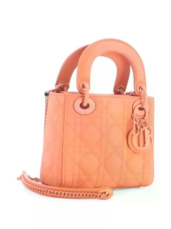 Dior Lady Chain Bag Cannage Quilt Calfskin Mini Shoulder Bag - Orange