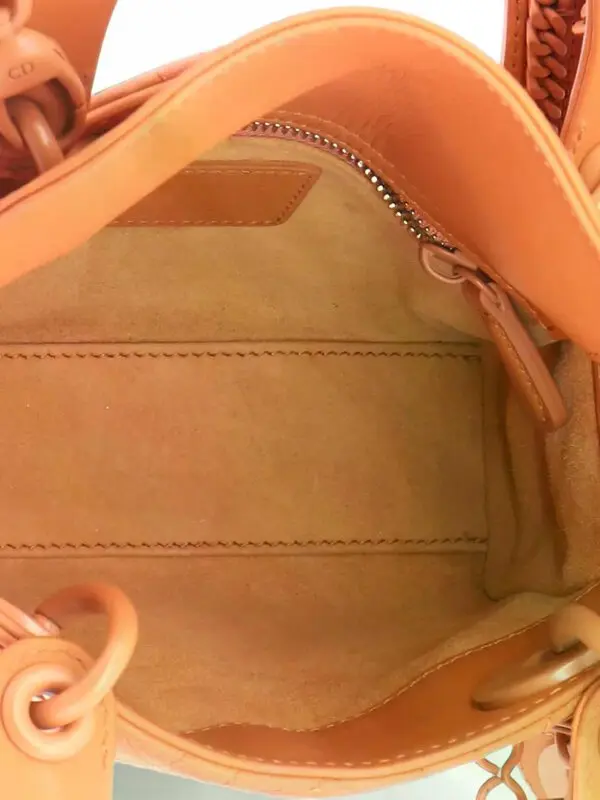 Dior Lady Chain Bag Cannage Quilt Calfskin Mini Shoulder Bag - Orange