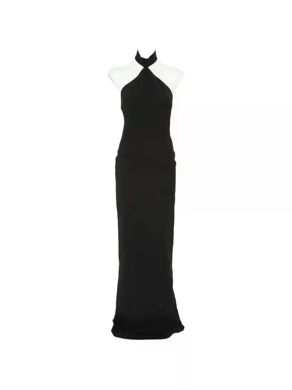 THE NEW ARRIVALS ILKYAZ OZEL Kailash Halterneck Back-slit Maxi Dress - Black