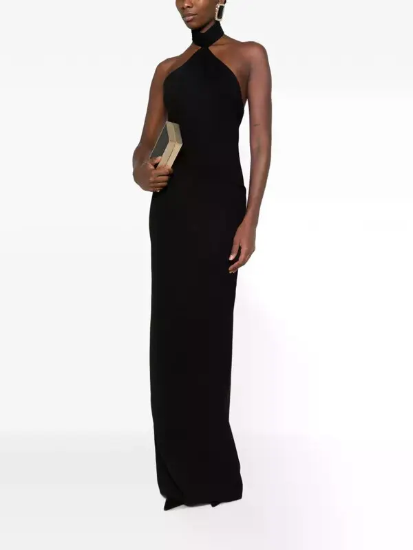 THE NEW ARRIVALS ILKYAZ OZEL Kailash Halterneck Maxi Dress - Black