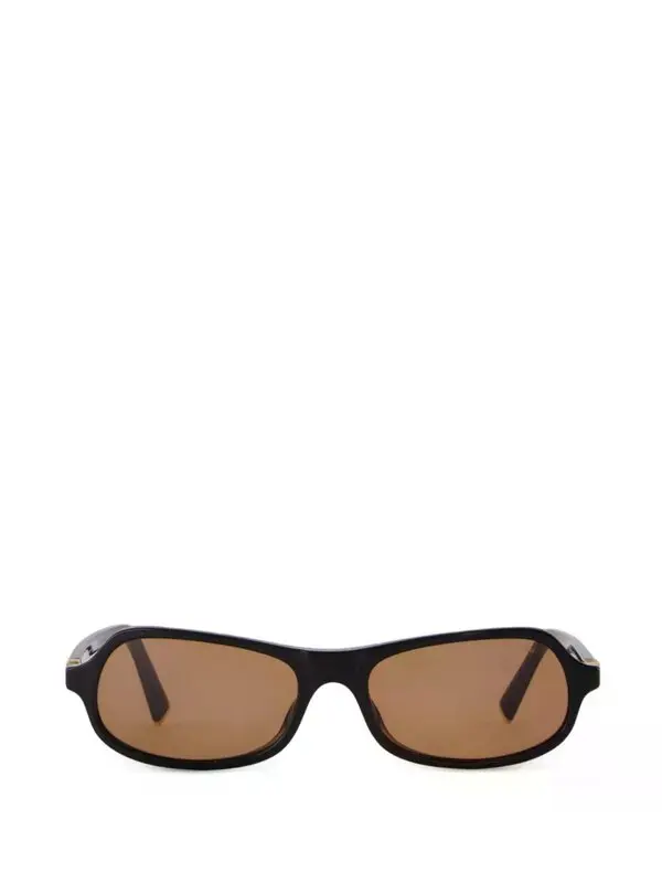 Miu Miu Logo Plaque Rectangle Frame Sunglasses - Black