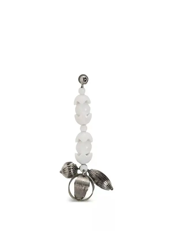 Marni Silver-tone Beaded Drop Earrings - White