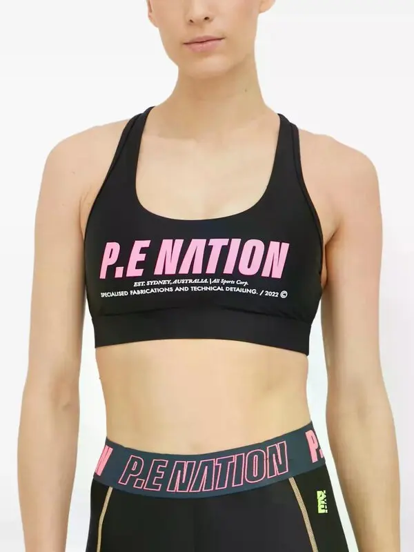 P.E Nation In Play Logo-print Sports Bra - Black