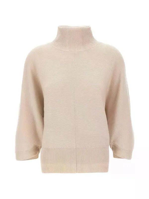 Hemisphere Batwing-sleeve High-neck Sweater