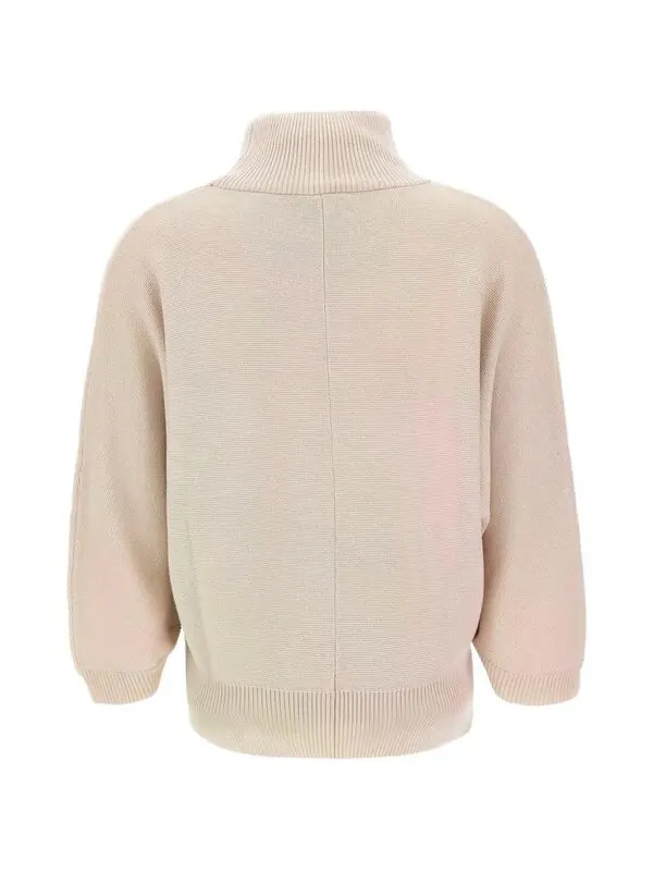 Hemisphere Batwing-sleeve High-neck Sweater