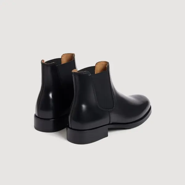 Sandro Smooth Leather Chelsea Boots - Black