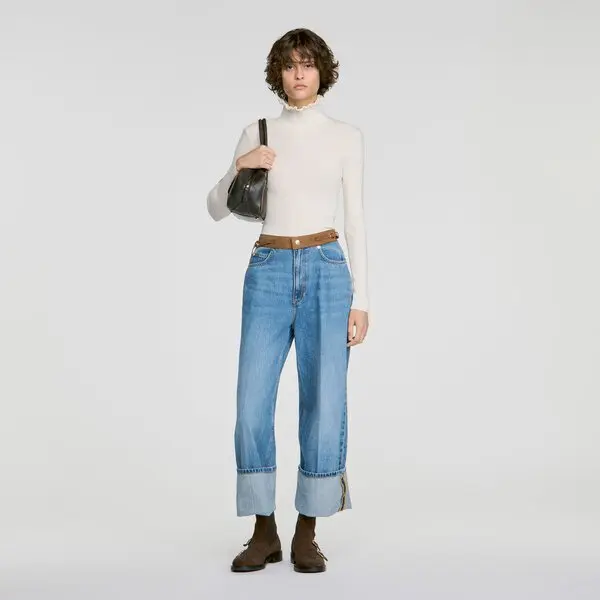 Sandro Ruffled Turtleneck Wool Sweater - Ecru