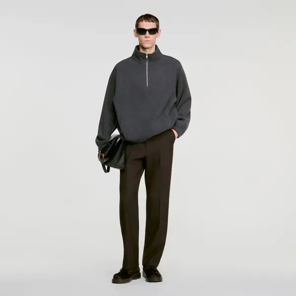 Sandro Zipped Standing Collar Sweatshirt