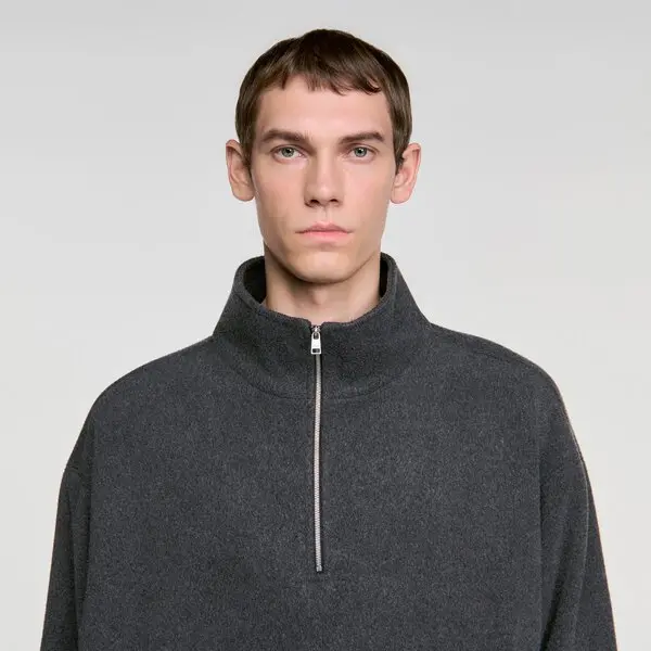 Sandro Zipped Standing Collar Sweatshirt