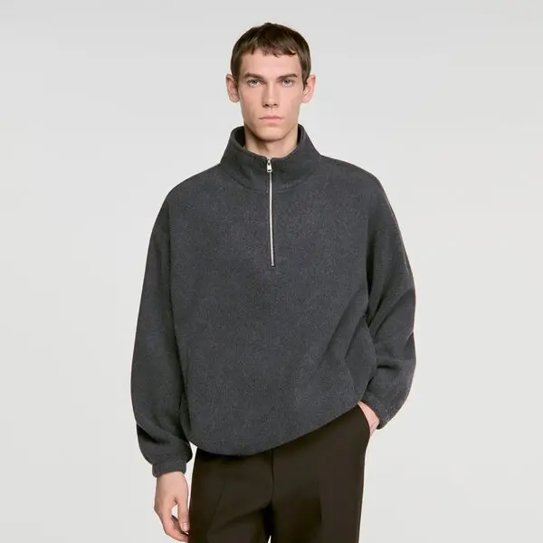 Sandro Zipped Standing Collar Sweatshirt
