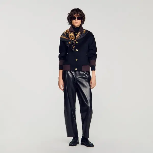 Sandro Short Coat With Contrast Collar