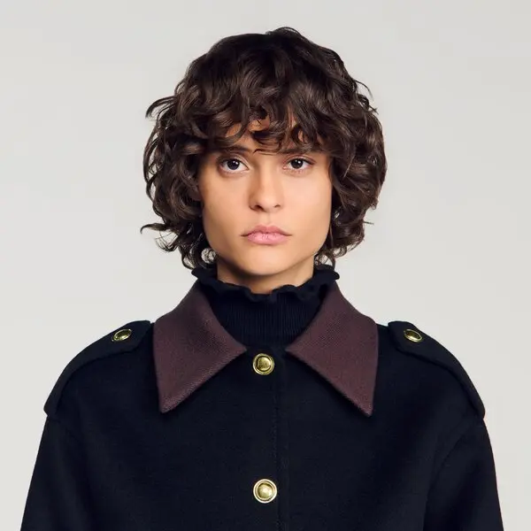 Sandro Short Coat With Contrast Collar