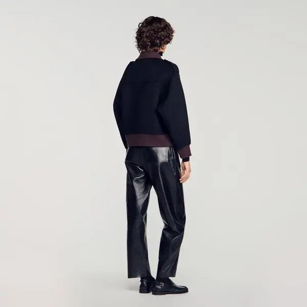 Sandro Short Coat With Contrast Collar