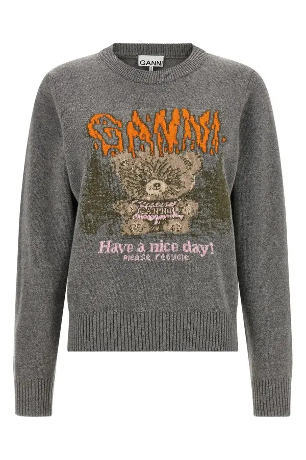 GANNI Sweater With Front Intarsia