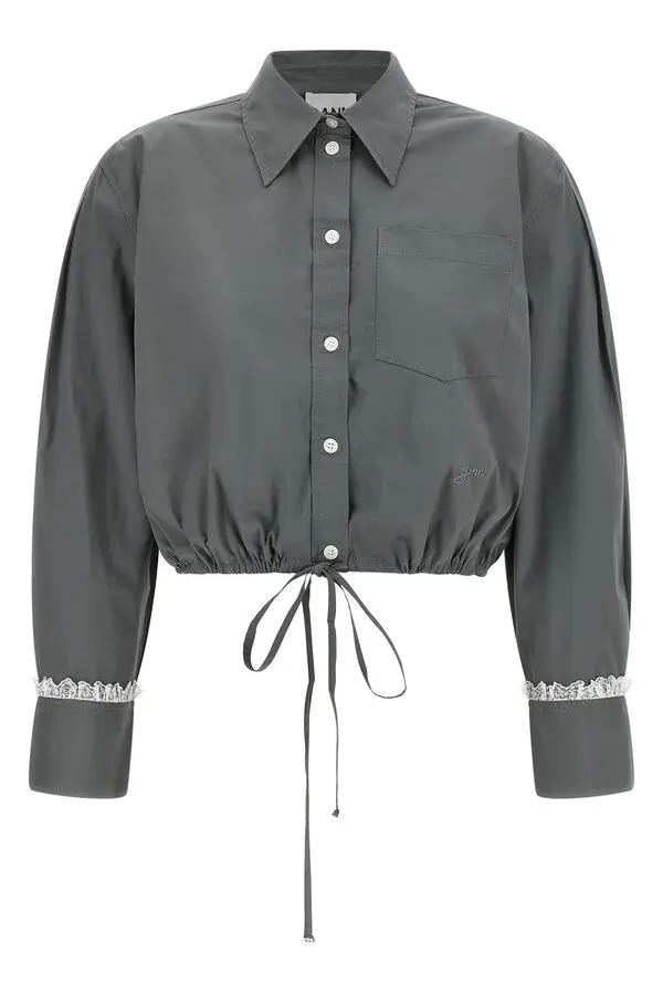 GANNI Cropped Shirt With Lace