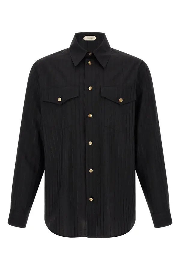 Versace Jacquard Silk Shirt - Black