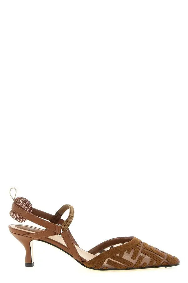Fendi Colibrì Slingback With Ff Embroidery - Brown