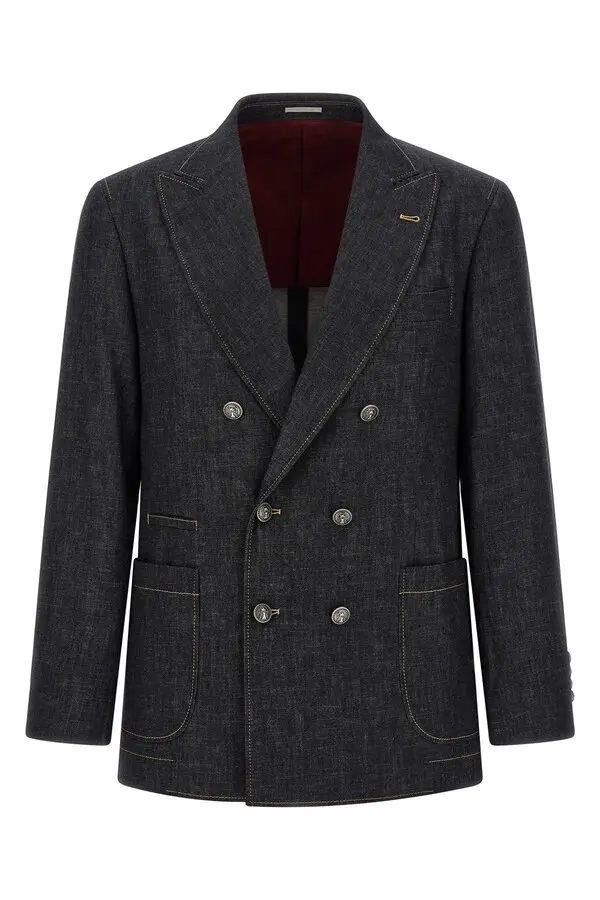 Brunello Cucinelli Double-breasted Denim Blazer