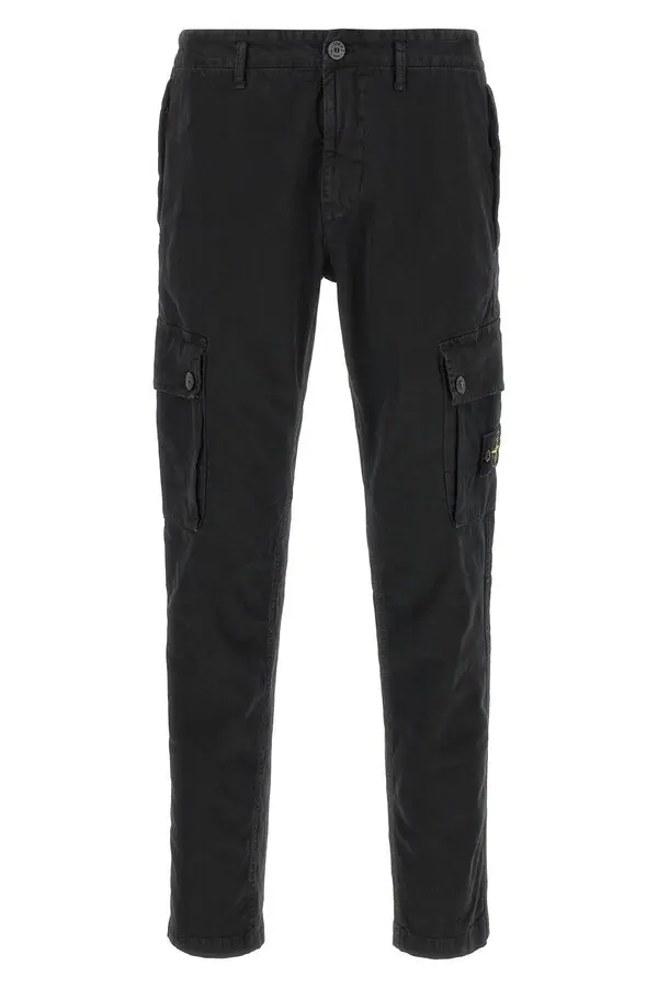 Stone Island 3100034' Cargo Pants With Logo Badge - Black
