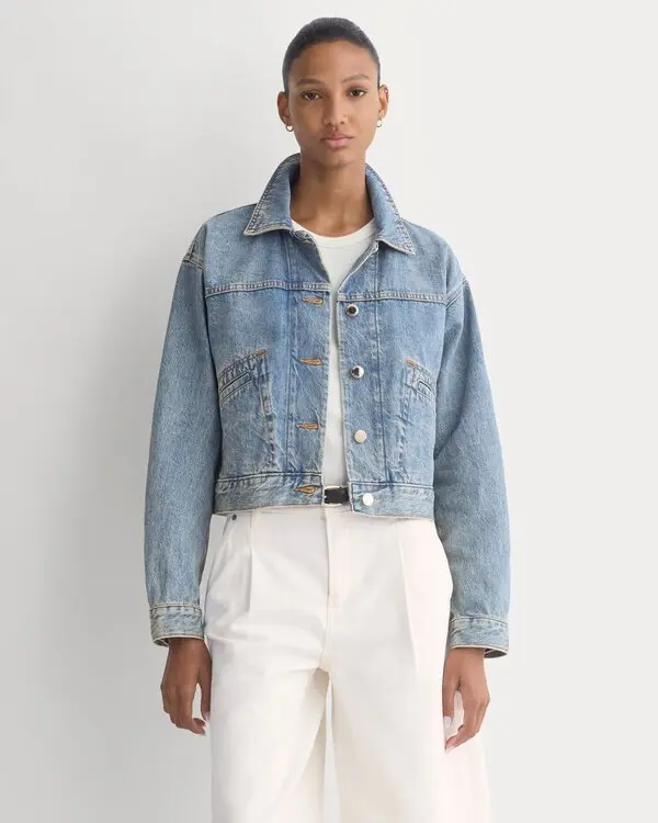 Everlane Cropped Denim Trucker Jacket - Light Denim