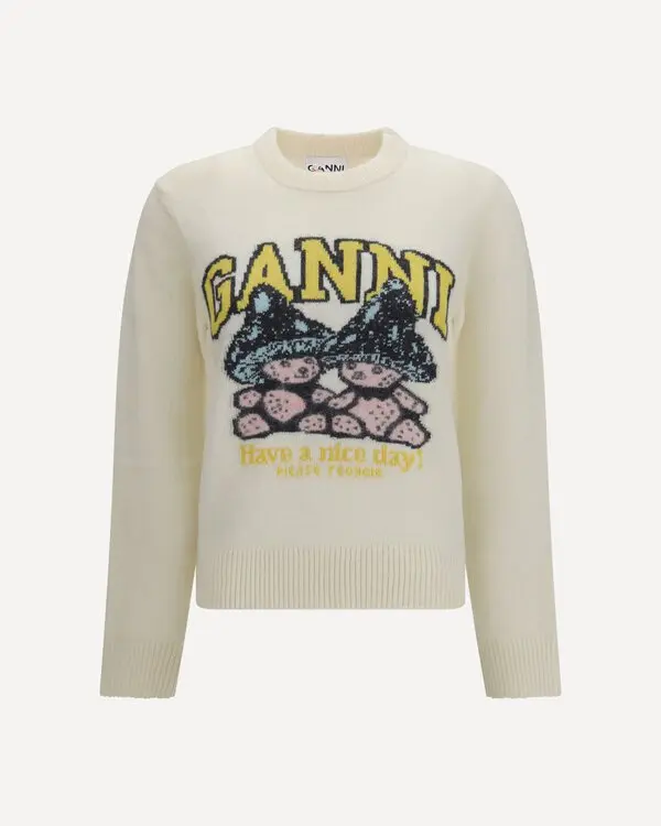 GANNI Ushroo Teddy Wool-blend Sweater Feale