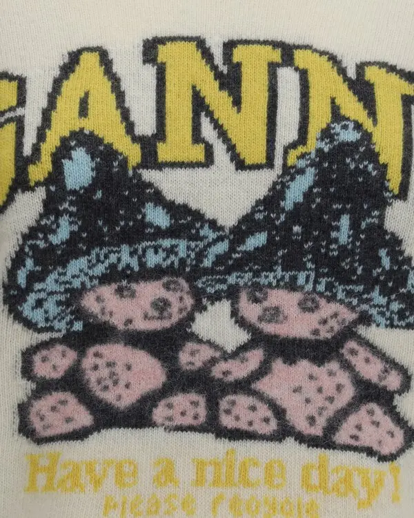 GANNI Ushroo Teddy Wool-blend Sweater Feale