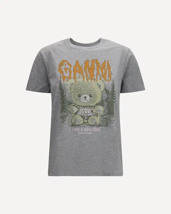 GANNI Teddy Forest Cotton T-shirt Feale