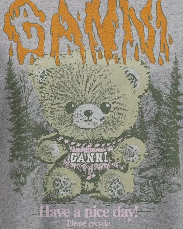 GANNI Teddy Forest Cotton T-shirt Feale