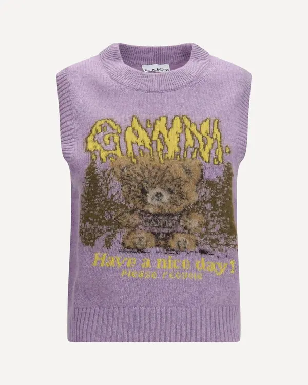 GANNI Teddy Alpaca And Wool-blend Vest - Grey