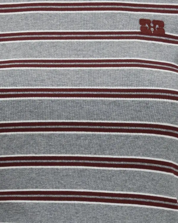 GANNI Double-sleeve Striped Cotton T-shirt - Grey