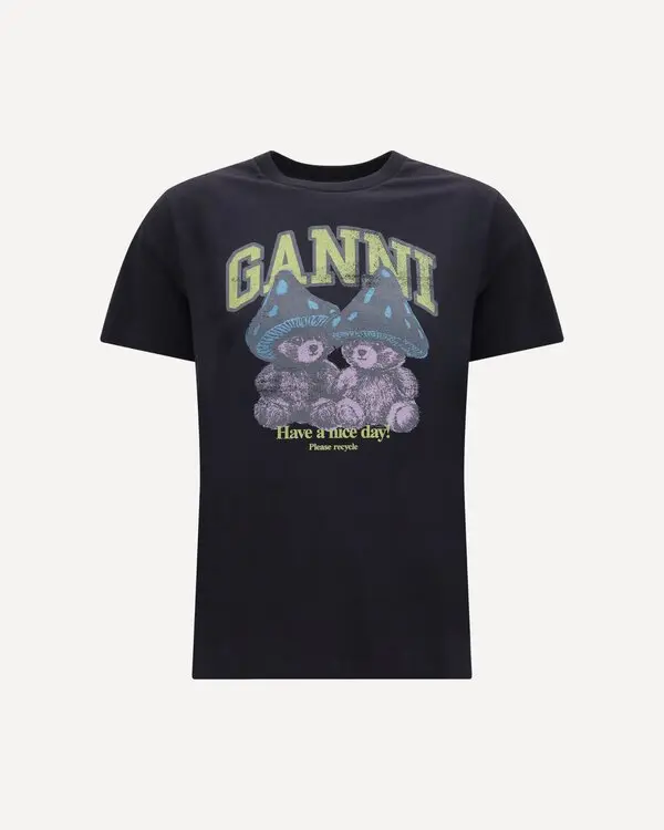 GANNI Ushroo Teddy Cotton T-shirt Feale