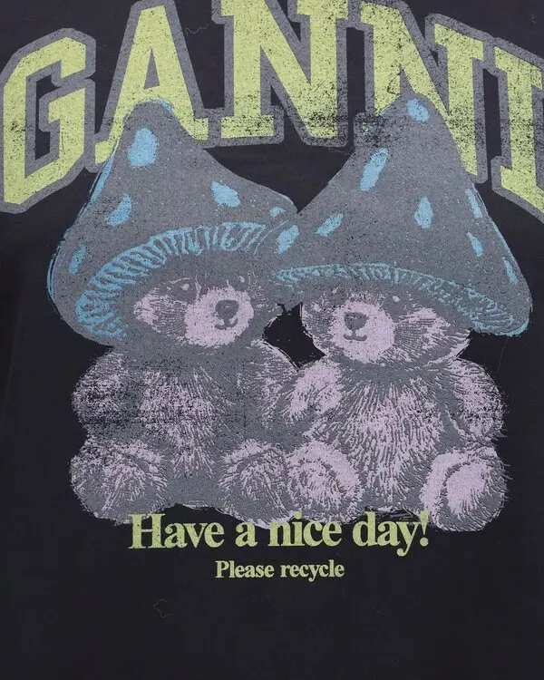 GANNI Ushroo Teddy Cotton T-shirt Feale