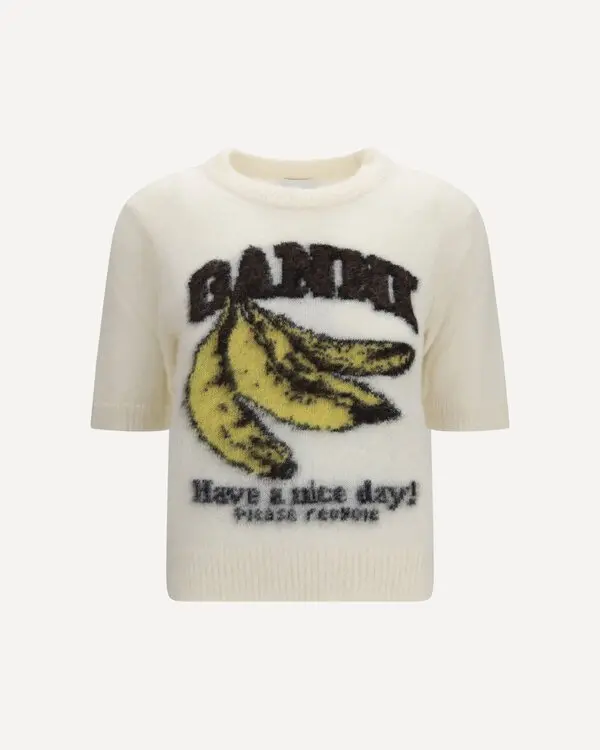 GANNI Alpaca Graphic Knit T-shirt