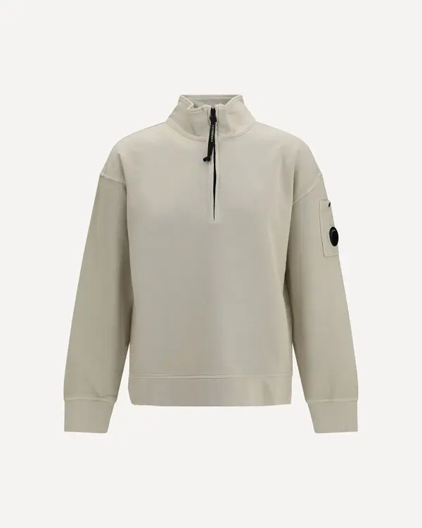 C.P. COMPANY Brushed And Sueded Diagonal-weave Cotton Fleece Sweatshirt - Cream