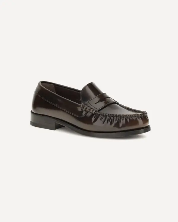 ALOHAS Rivet Vintage Brushed Leather Loafers