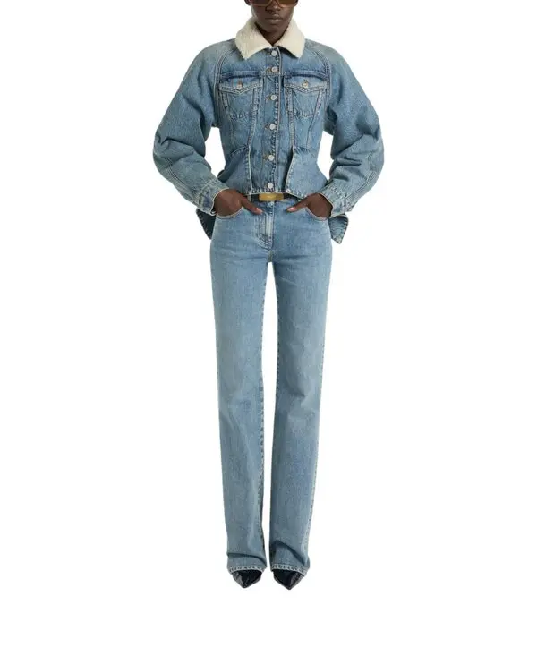 Balmain Faded Denim Peplum Jacket